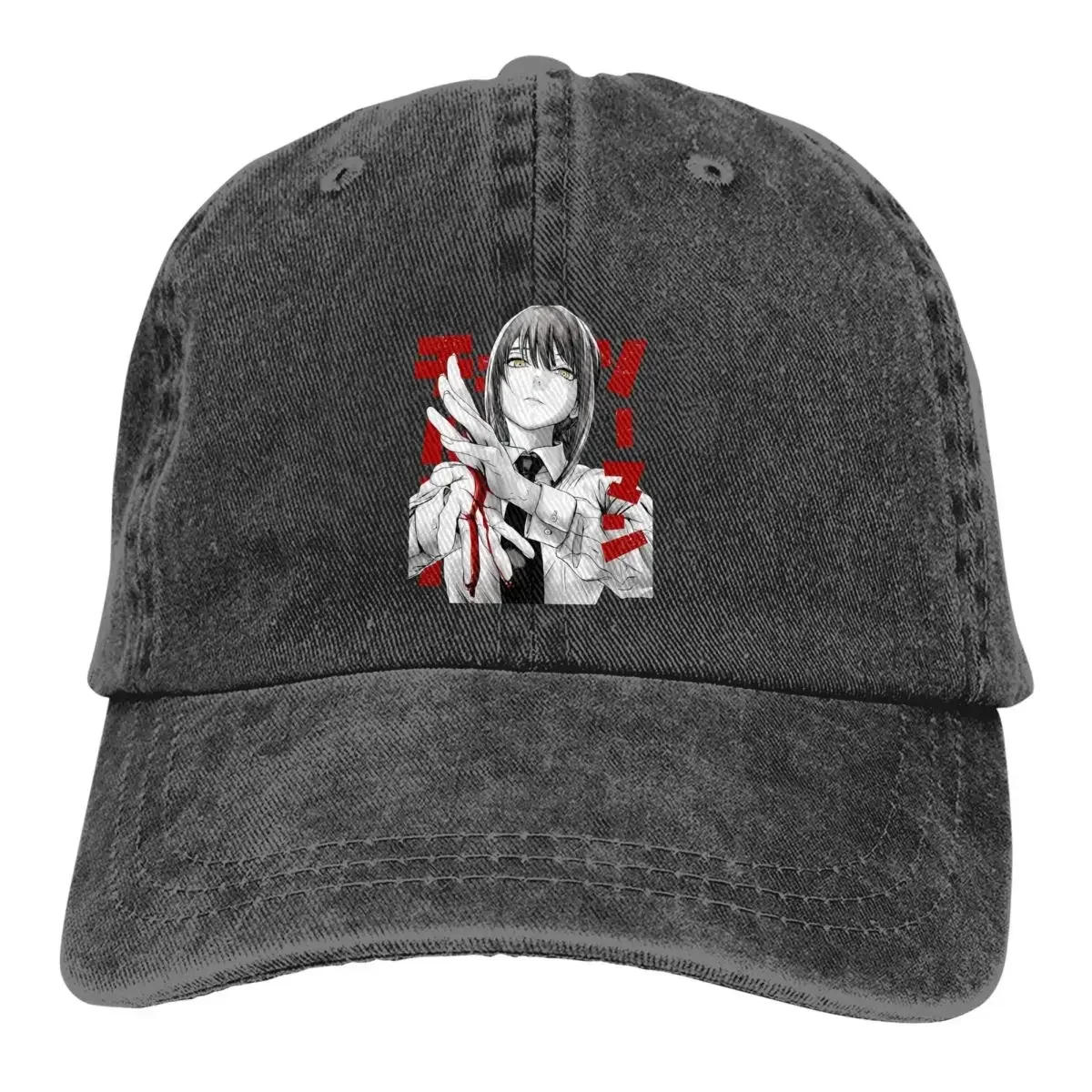 Washed Men's Baseball Cap Bloody Hands Makima Trucker Snapback Cowboy ...