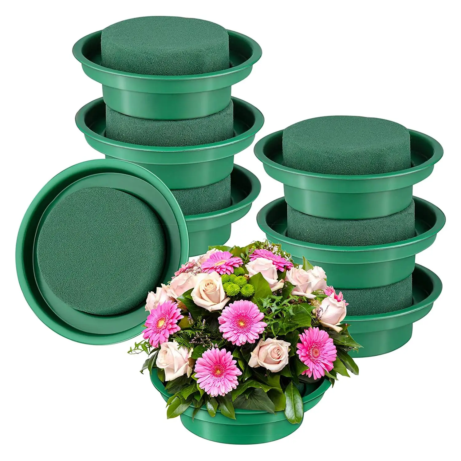 8-Pack-Floral-Foam-Round-Bowls-DIY-Flower-Arrangement-Kit-Green-Round ...