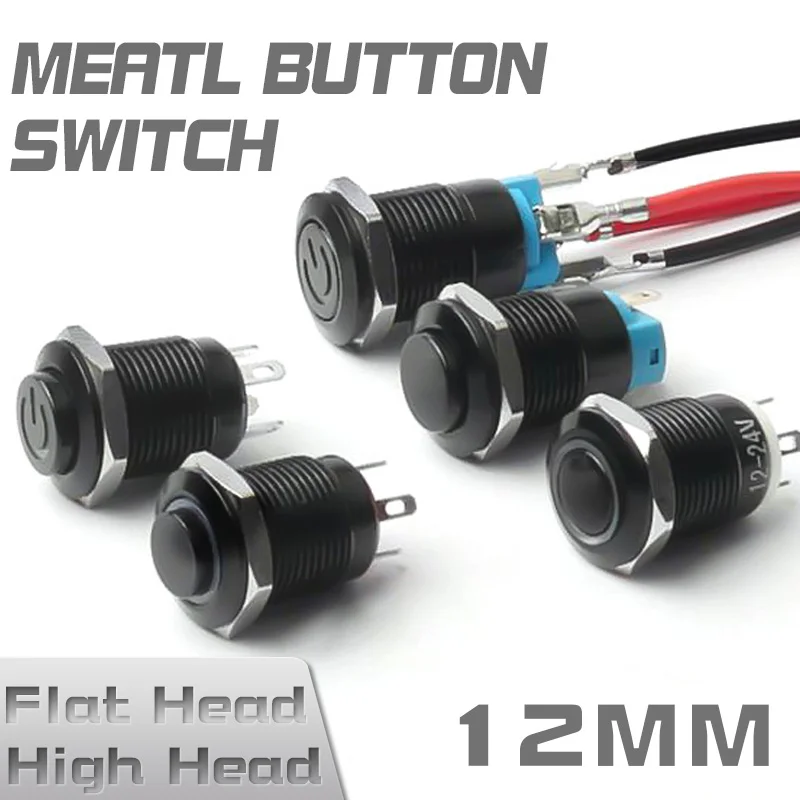 12mm-Black-Push-Button-Switch-Waterproof-illuminated-Led-Light ...