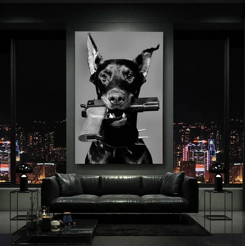 Hypebeast Póster moderno de Doberman Gun, póster de moda de lujo ...