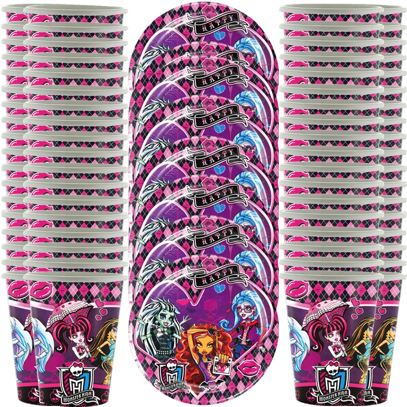 Monster-High-Theme-Tableware-Set-para-crian-as-copos-placas-feliz-anivers-rio-eventos-Party ...
