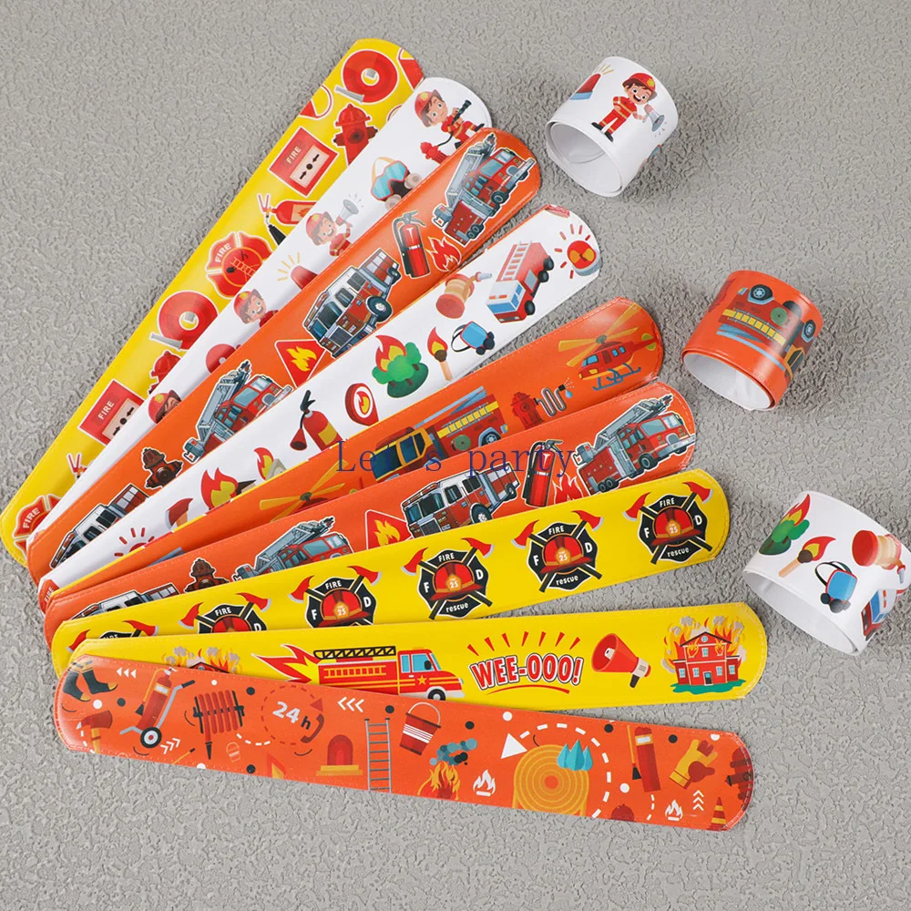 12Pcs Cartoon Firefighter Theme Slap Bracelets Toys for Kids Fire ...