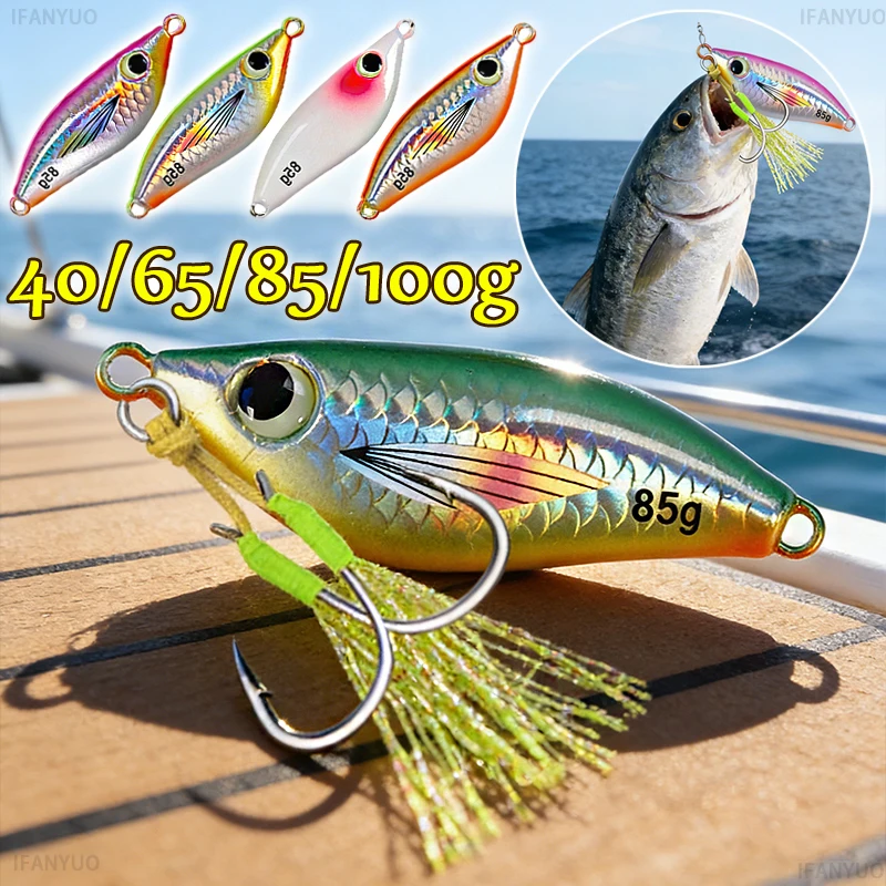 Colorful Glow Metal Jig Lure with Hook Slow Fall Fat Fish Bait for Boat ...