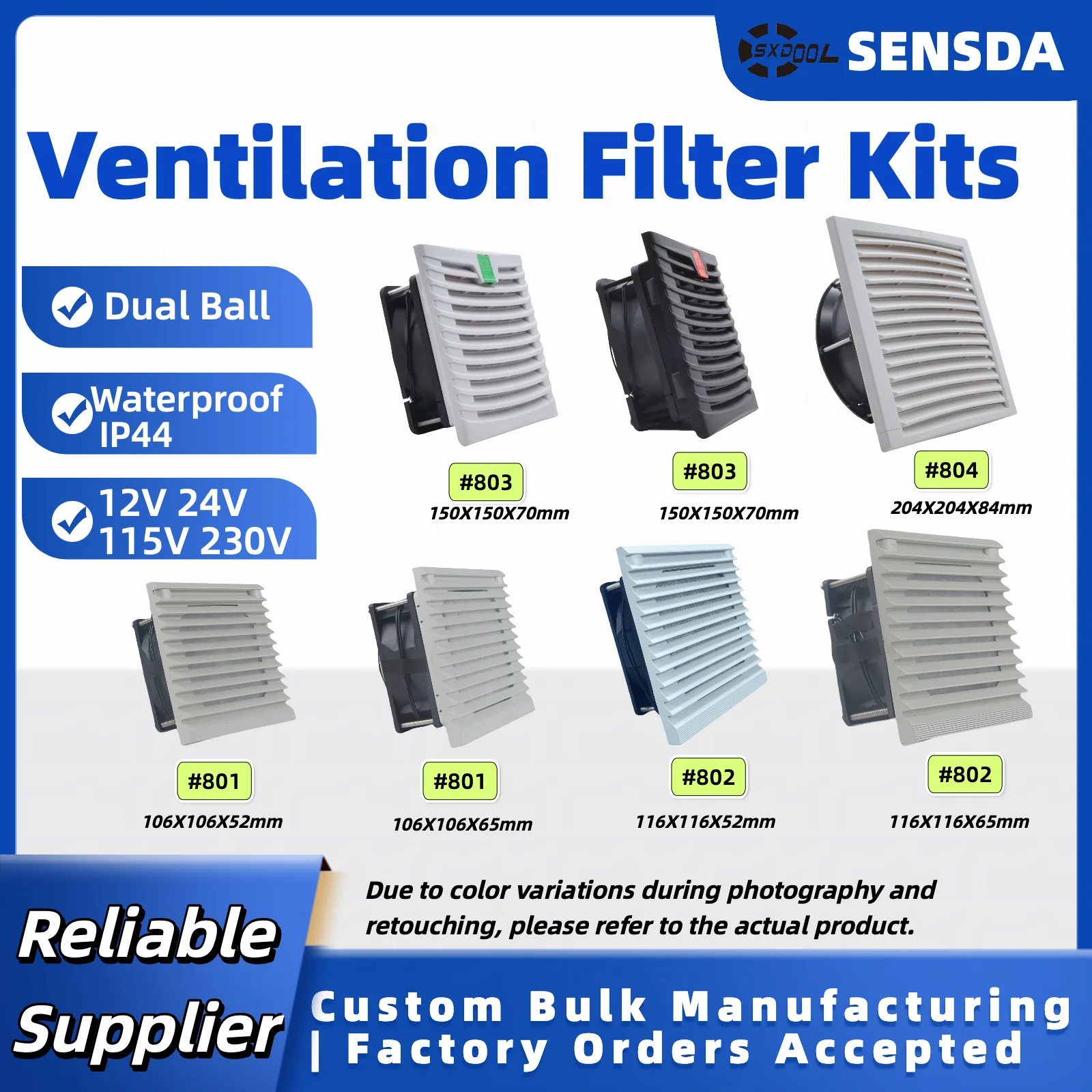 #801 #802 #803 #804 Enclosure Cabinet Ventilator Filter Kits AC EC 115V ...