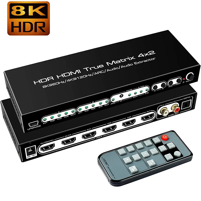 HDMI2-1-8K-Matrix-Switcher-4x2-Matrix-HDMI-Switch-Splitter-4-In-2-Out ...