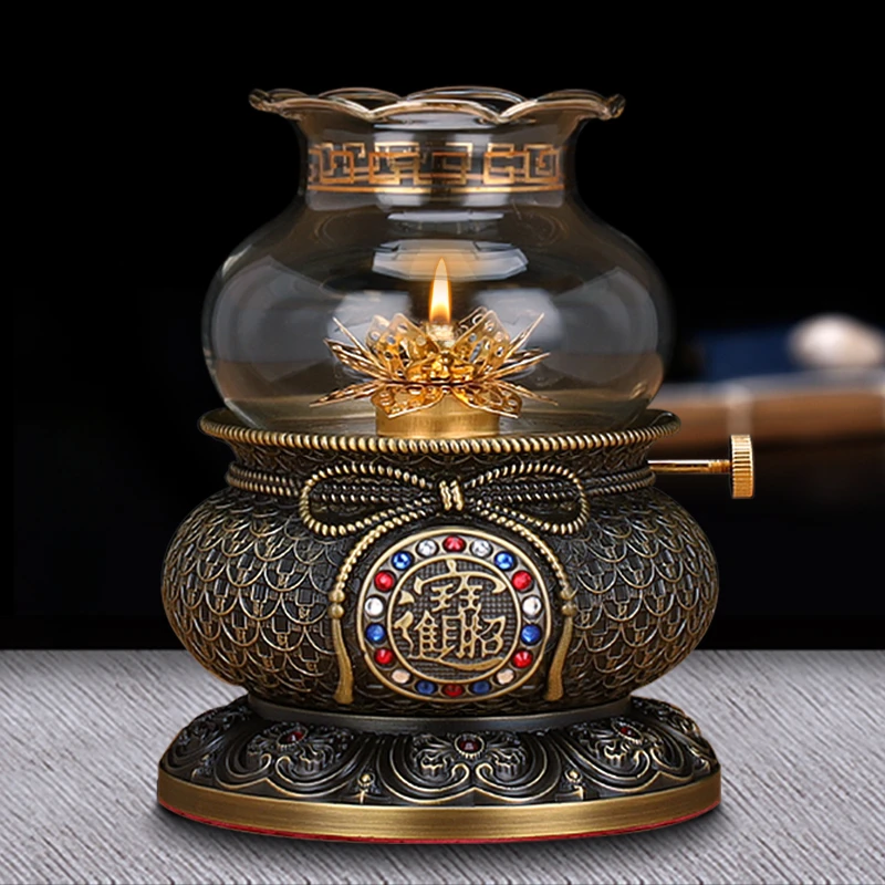 Pure-Copper-Imitation-Ancient-God-of-Wealth-Fortune-Oil-Lamp ...