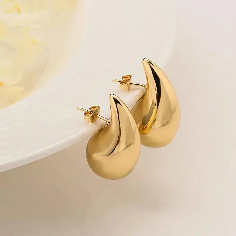 Pendientes-de-acero-inoxidable-en-forma-de-l-grima-para-mujer-aretes ...