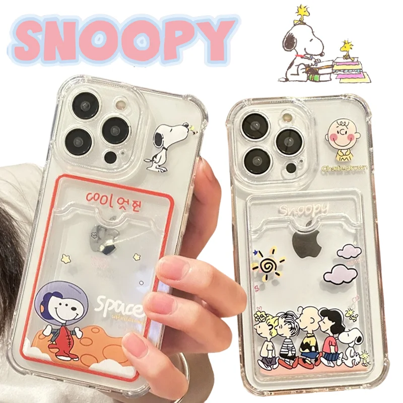 Snoopy-Clear-Card-Slot-Bag-Holder-Case-for-IPhone-15-14-13-11-12-Pro ...