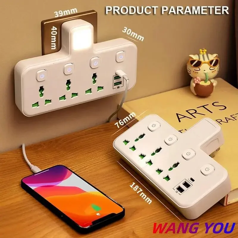 EU-US-UK-Plug-Universal-Outlet-Power-Strip-Multitap-AC-Separate-Control ...