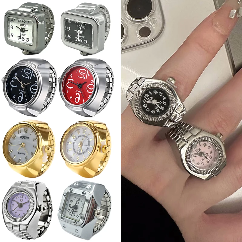 Anillo de reloj de dedo de cuarzo para hombres y mujeres, anillos de ...
