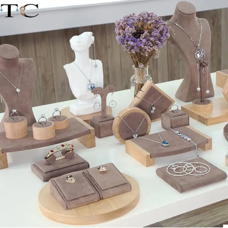 Solid-Wood-Jewelry-Rack-Set-Jewelry-Display-Rack-Ring-Earrings-Storage ...