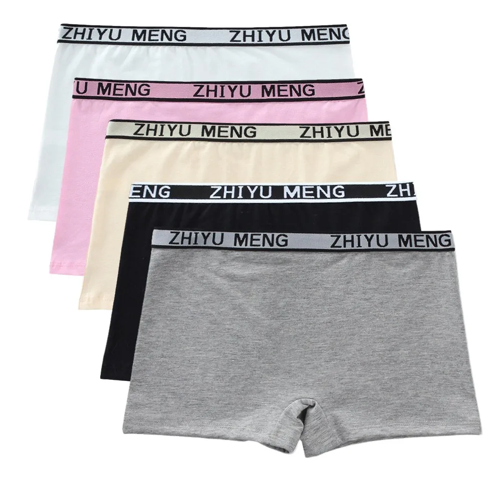 5pcs/lot Teenage Girls Panties Solid Color Young Children Mid Waist ...