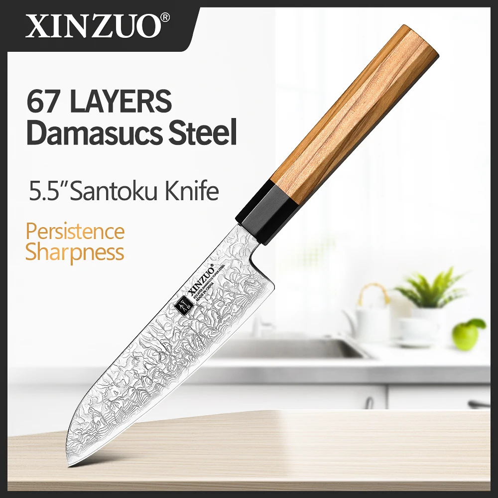 XINZUO-5-5-in-Santoku-Knife-Custom-67-Layers-Damascus-Steel-10Cr15CoMoV ...
