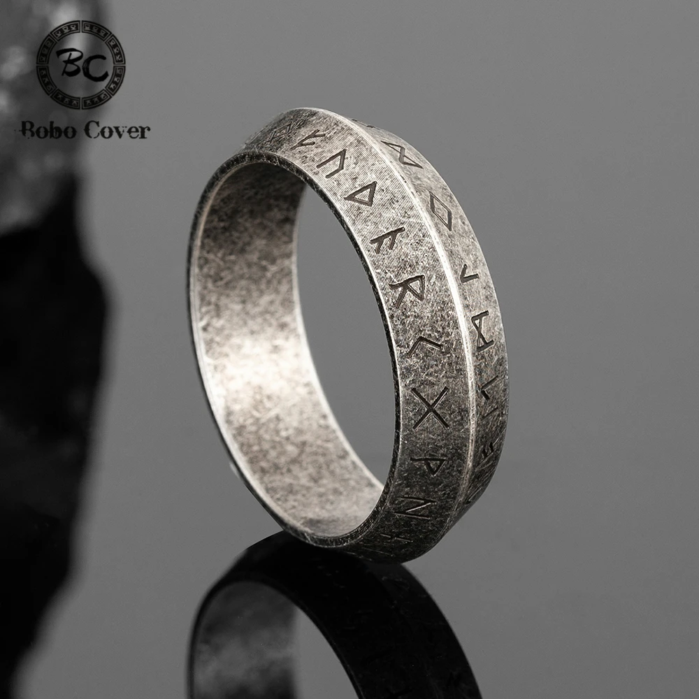 Viking-Norse-Futhark-Runes-Ring-Men-s-Antique-Silver-Color-Stainless ...