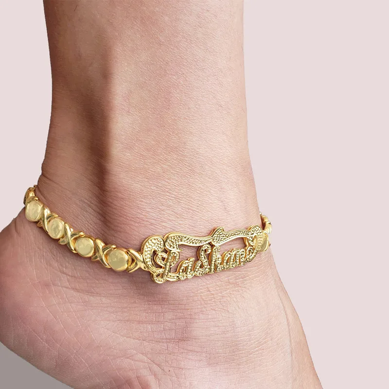 Custom Double Plate Name Anklet Custom Hip Hop Jewelry Personalized ...