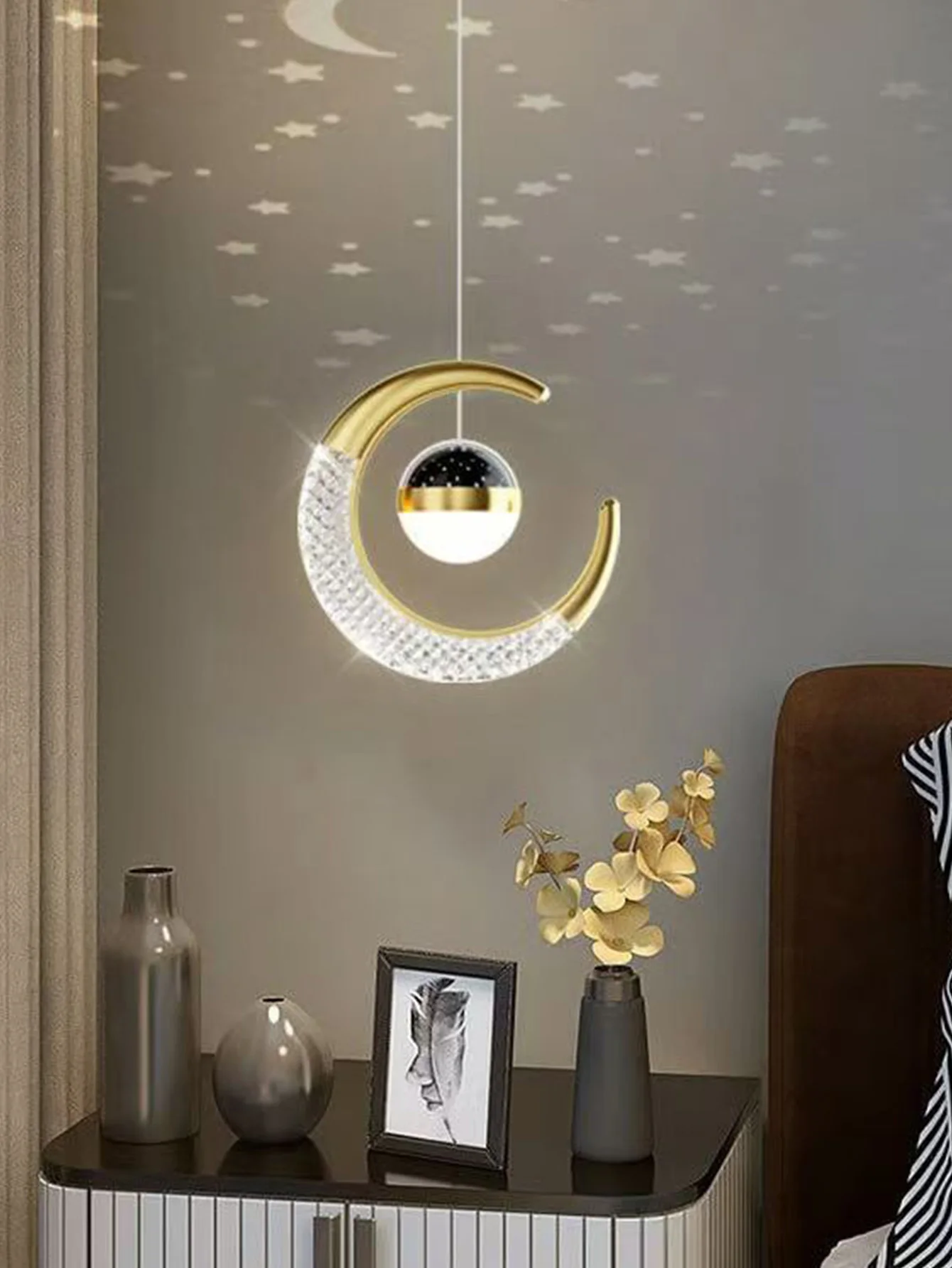 Creative led Ceiling Light with Moon Stars Modern Asile Ceiling Lights ...