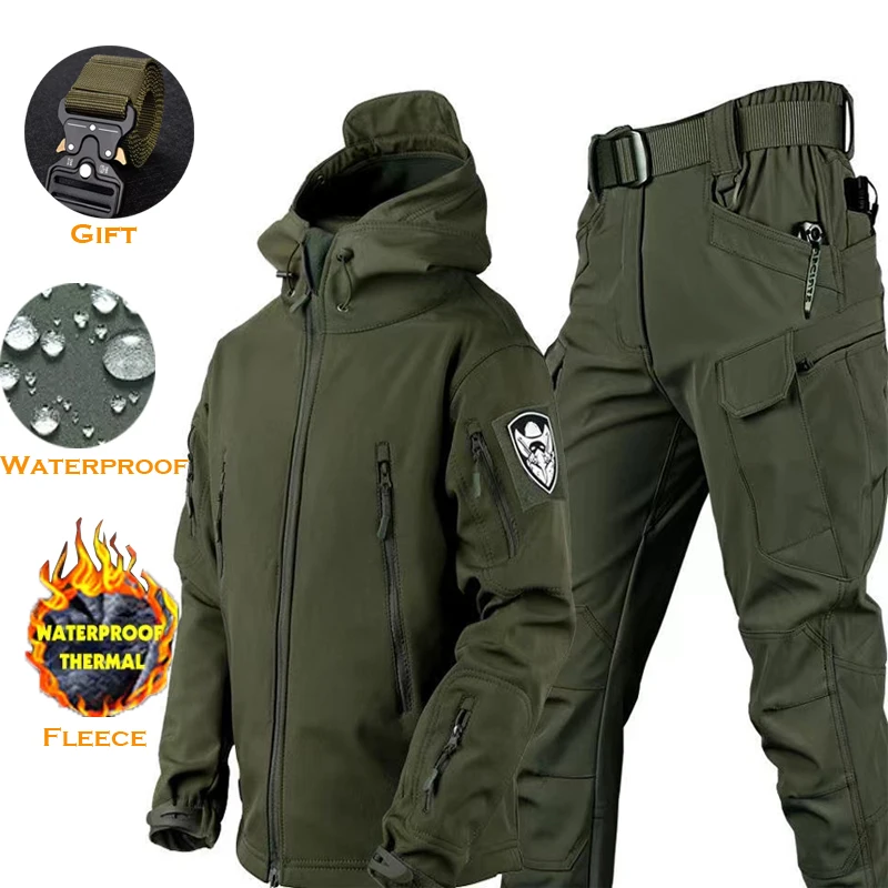 Waterproof-Hiking-Tracksuit-Set-for-Men-Sharkskin-Army-Jackets-Camping ...