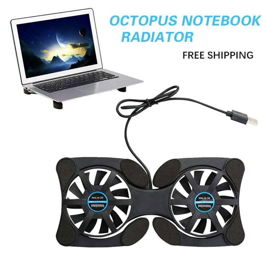 Portable-Folding-Radiator-Usb-Dual-Fan-Non-Slip-Protective-Pads ...