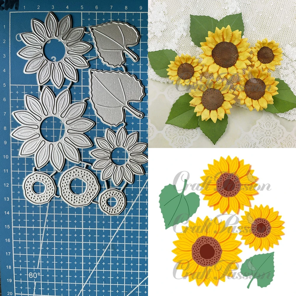 Lucky Goddess Metal Cutting Dies Sunflowers & Leaves Diy Scrapbooking ...
