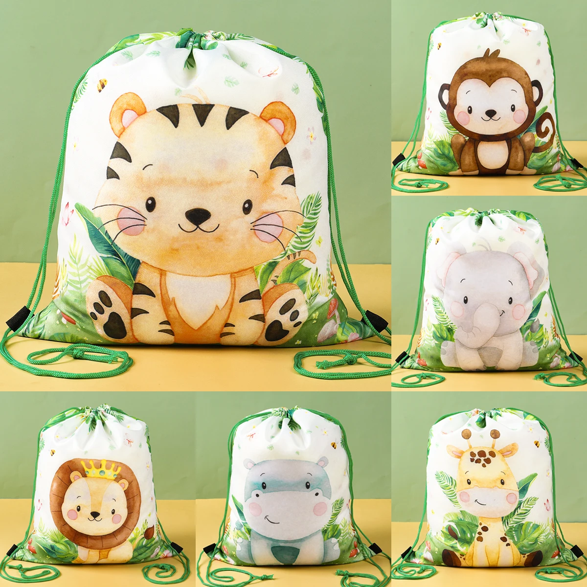 Jungle-Animals-Non-woven-Bag-Birthday-Gifts-Drawstring-School-Backpack ...