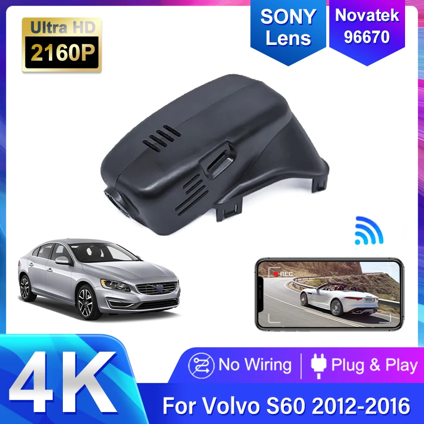 Plug and play 4K Dash Cam Car DVR Recorder Cameras For Volvo S60 S60L S80 S80L XC70 V60 2012 ...