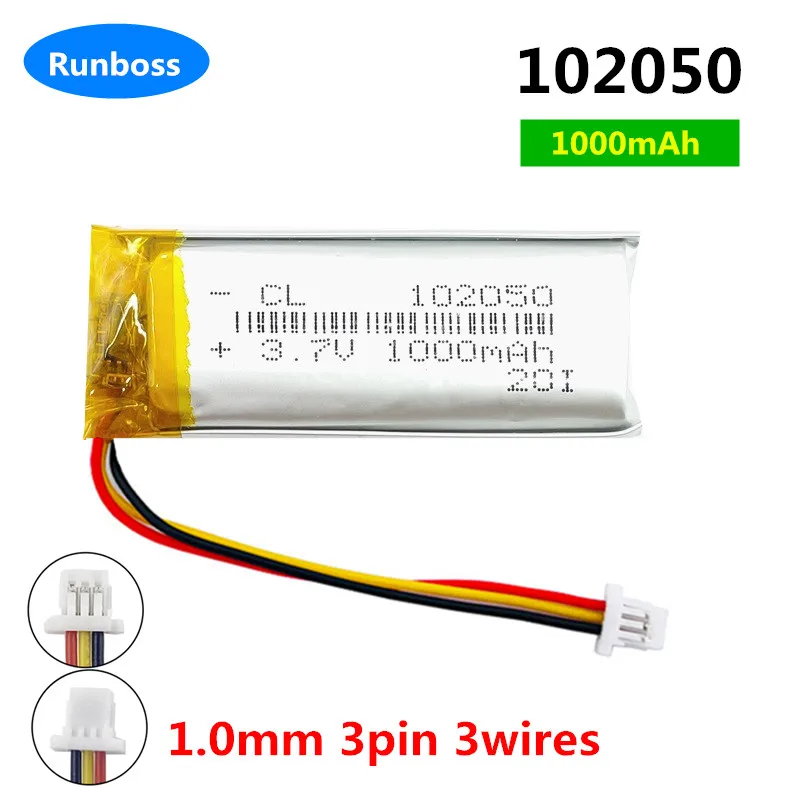 1-4PCS-New-3-7V-1000mAh-102050-Rechargeable-Li-Polymer-Battery-For-Sena ...