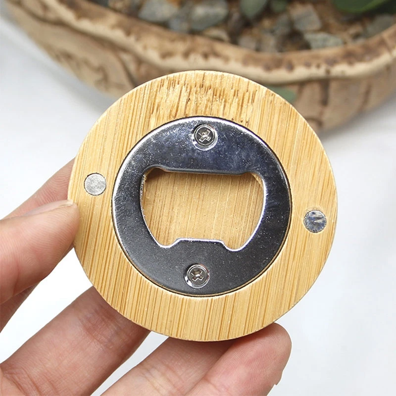 DIY Wooden Beer Openers Round Bottle Opener Coaster Fridge Magnet ...