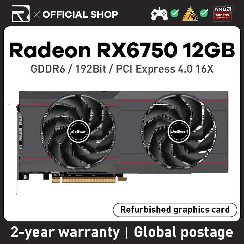 JIESHUO-RX-6750-GRE-12GB-Video-Graphics-card-192bit-GDDR6-PCI-E-4-0-AMD ...