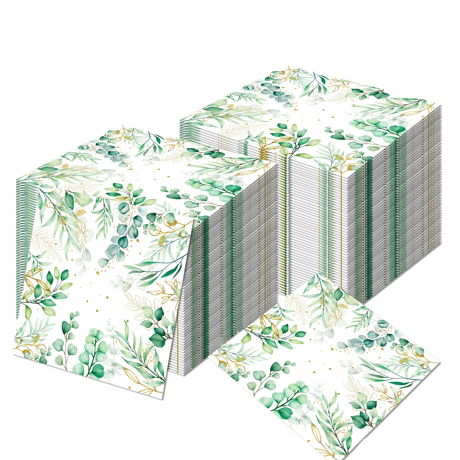 100PCS-Square-Paper-Napkins-33-33CM-2-Ply-Disposable-Eucalyptus-Leaf ...