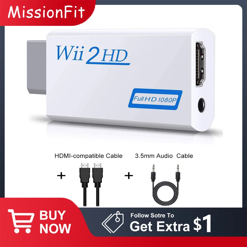 Wii to HDMI 호환 변환기 풀 HD 720P 1080P 3.5mm 오디오 Wii2HDMI compatible 어댑터 PC ...