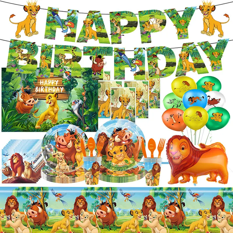 The Lion King Birthday Decoration Simba Disposable Tableware Plate Cup ...
