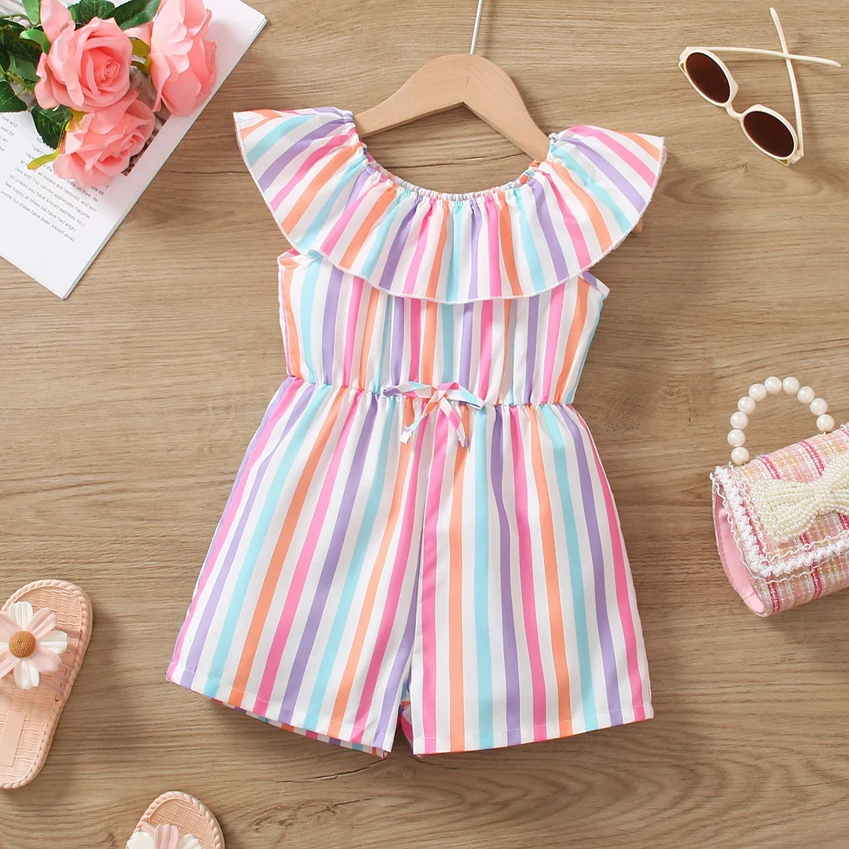 PatPat-Toddler-Girl-Classic-Stripe-Flounce-Sleeveless-Rompers-Suitable ...