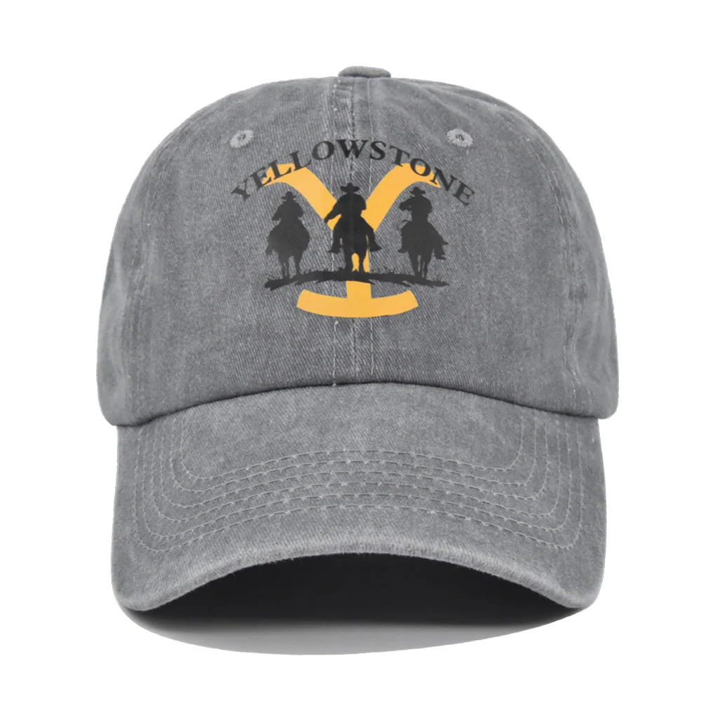 Hats for Men Y Printing YELLOWSTONE Embroidered Baseball Cap Washed Old ...