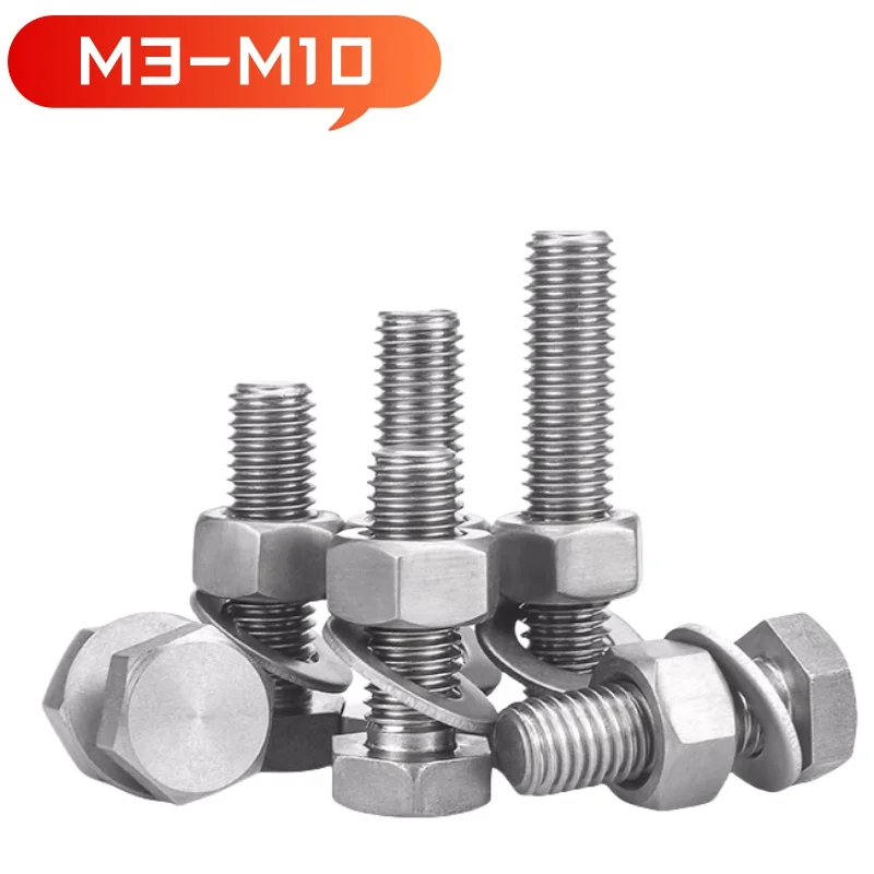 SL-1-2-5sets-DIN933-DIN934-DIN125-M3-M10-TA2-Pure-titanium-Alloy-Hex ...