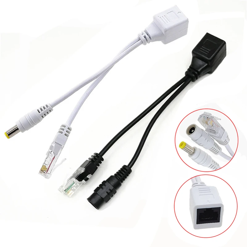 Poe divisor rj45 cabo de alimentação, adaptador ethernet, dc 12v ...