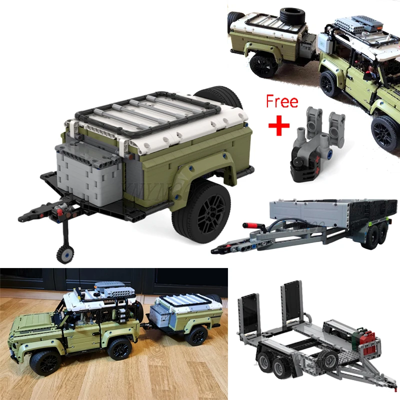 Customed-Technical-MOC-Trailer-Truck-Container-Offroad-Trailer-for-Defender-42110-Building ...