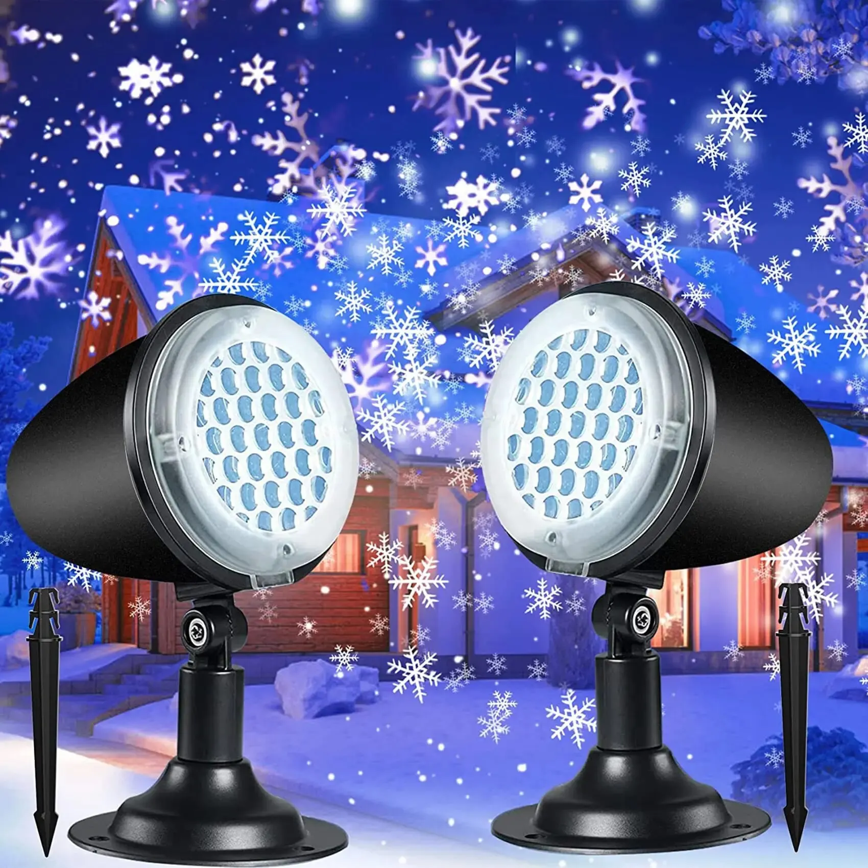 2-Sets-Christmas-Projector-Snowflake-Projector-LED-Light-with-Remote ...
