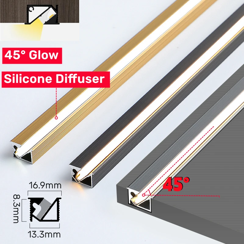 1-10pcs-45-Backlight-LED-Aluminum-Profile-Bar-Light-Channel-Silicone ...