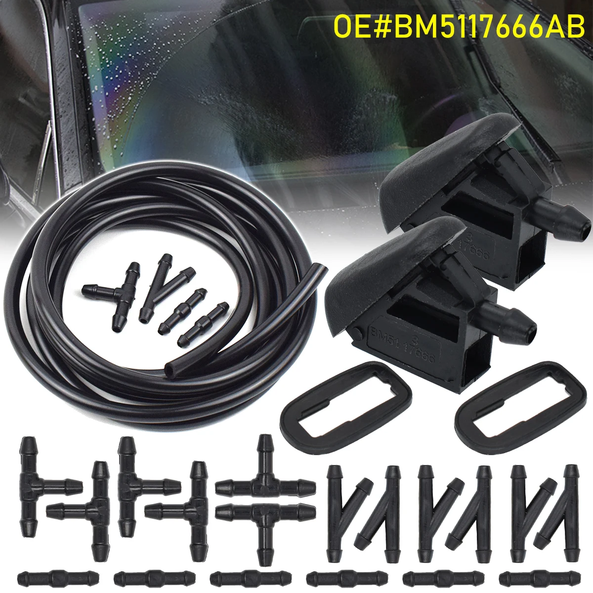 Car-Front-Windshield-Wiper-Washer-Spray-Jet-Nozzle-Hose-Pipe-For-Ford ...