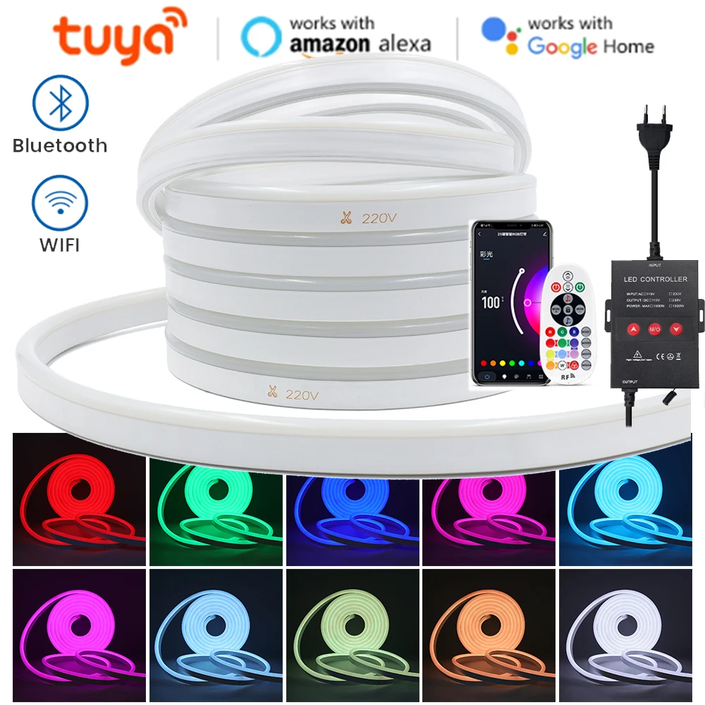 110V-220V-Tuya-WIFI-Alexa-Bluetooth-RGB-Neon-Light-Waterproof-Outdoor ...