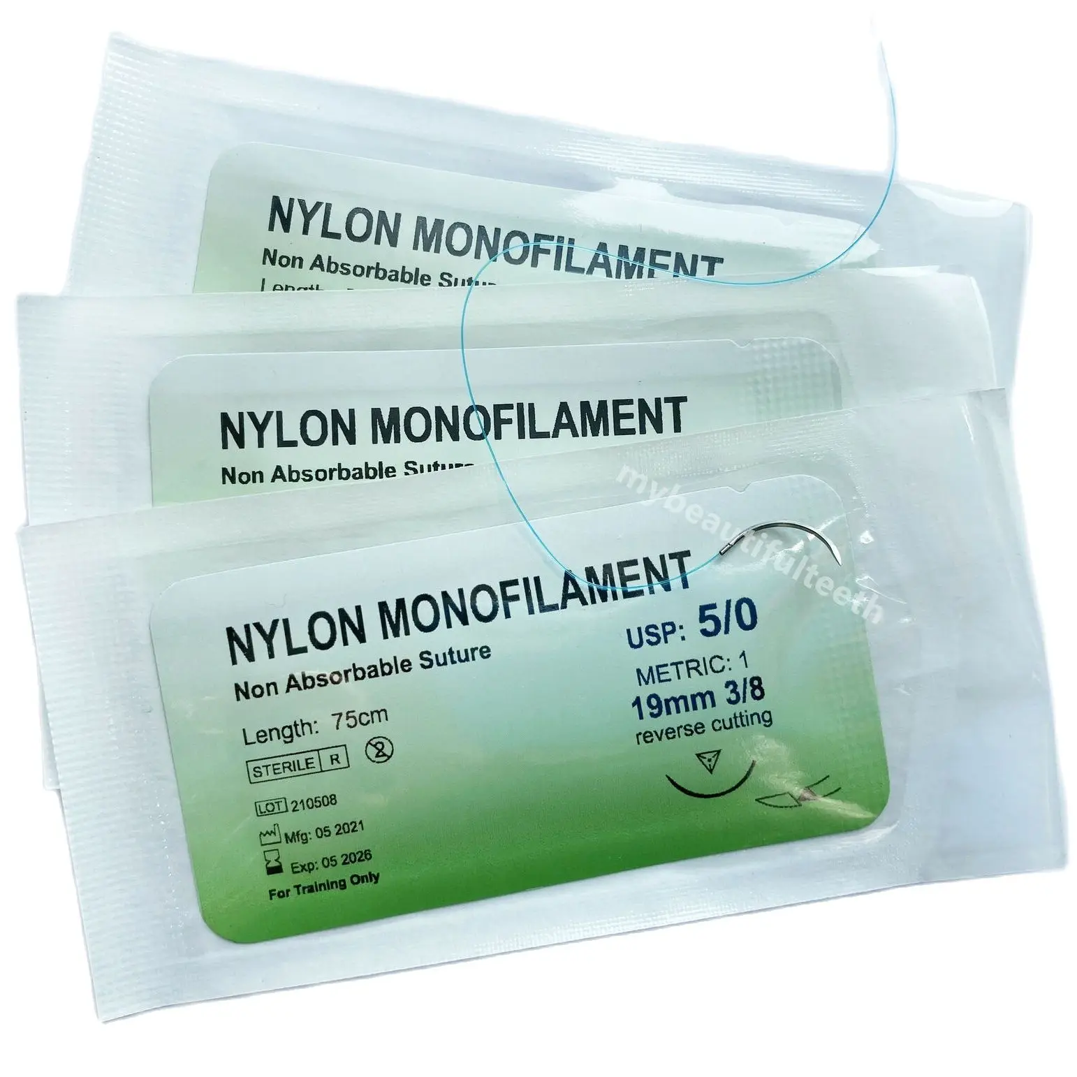 50pcs Dental Sutures Reverse Suture Metric 1.5 Nylon Monofilament 5 0 4 ...