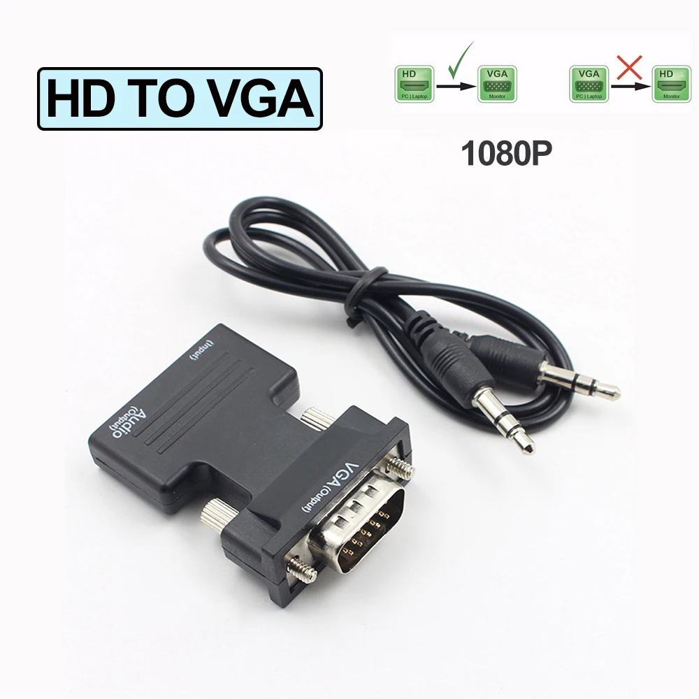 HDTV To VGA Line With Audio Cable VGA To HD Audio Output Adapter Plug ...