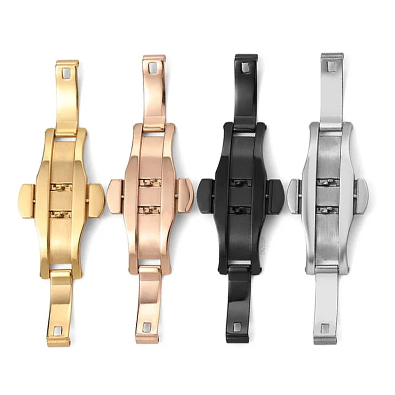 Polished Stainless Steel Buckle Watch Band Button Butterfly Clasp ...