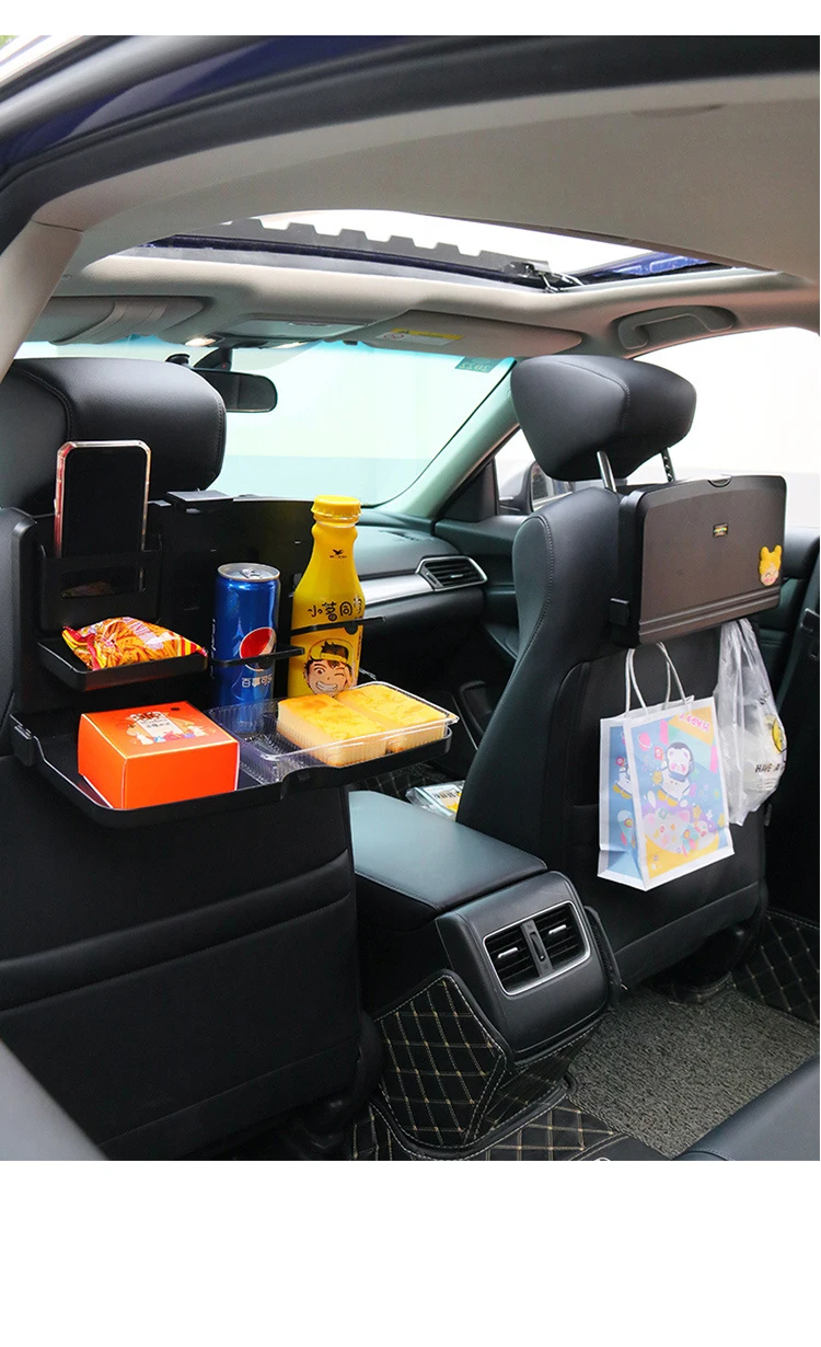 Portable Car Dining Table Folding Food Cup Tray Car Interior Storage ...
