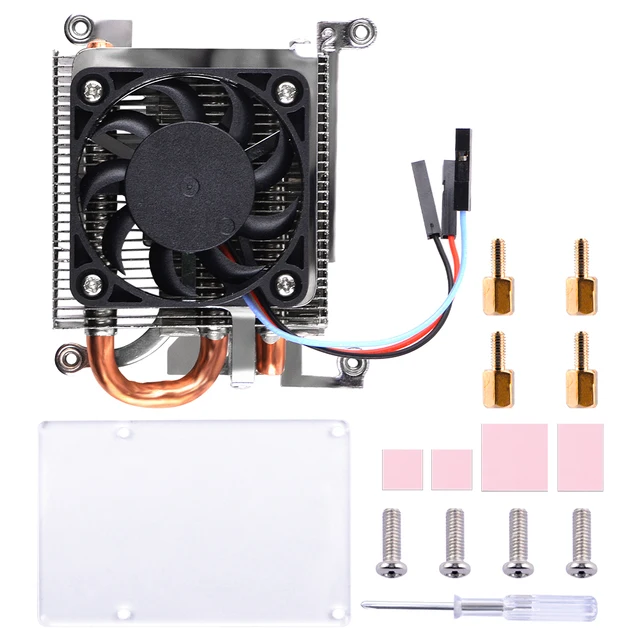 52Pi RPi 4 Ultra Thin Ice Tower Cooler CPU Cooling Fan Copper Pipe FIN Radiator Silicone ...