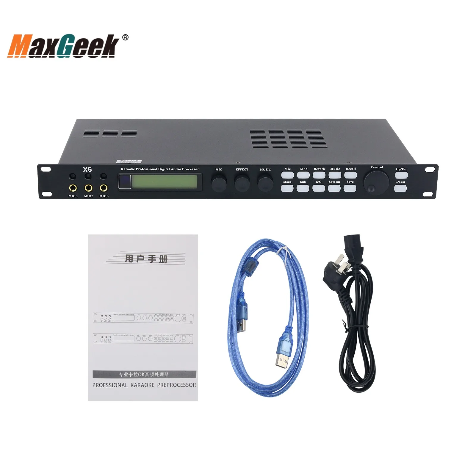 Maxgeek TZT-X5 110V Karaoke Effect Karaoke Professional Audio Processor 32Bit DSP Processor for ...
