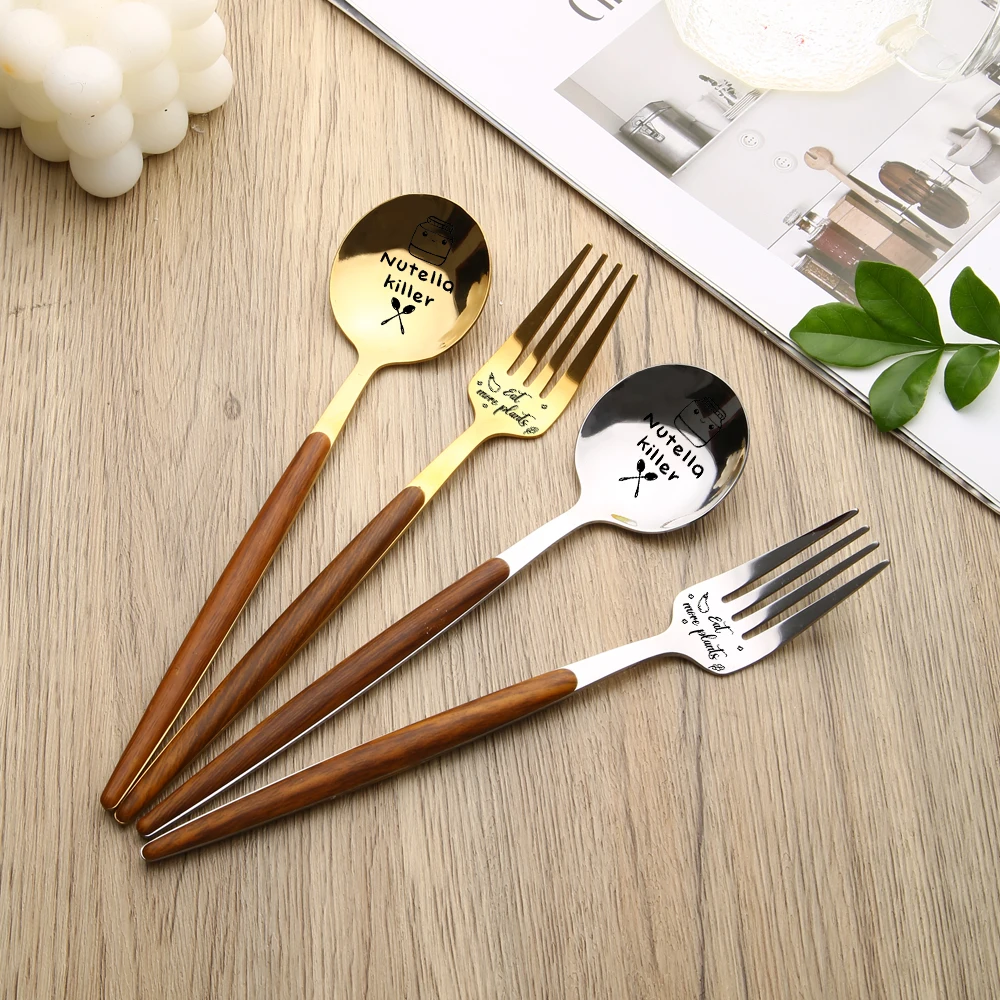 Cute-Nutella-Killer-Laser-Engraving-Forks-and-Spoons-Tea-Scoops-Good ...