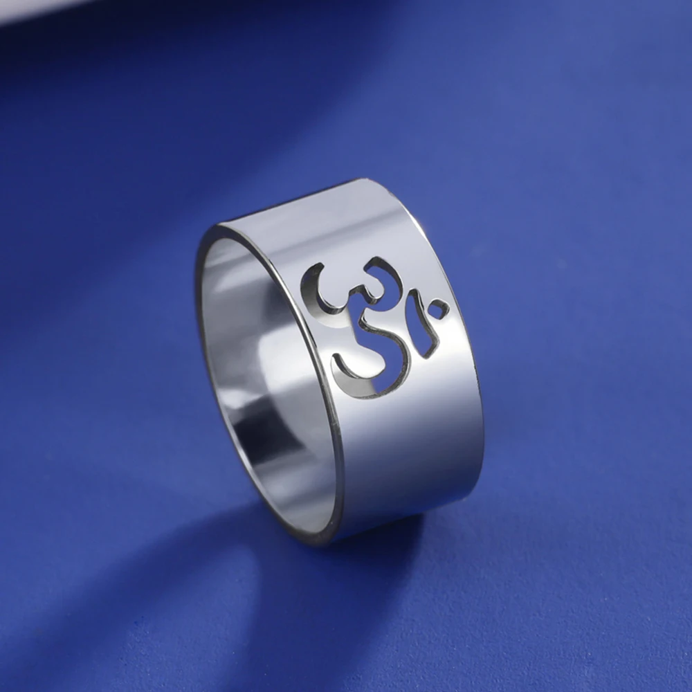 My Shape Yoga Om Symbol Rings Women Stainless Steel Finger Aum Ohm Om ...