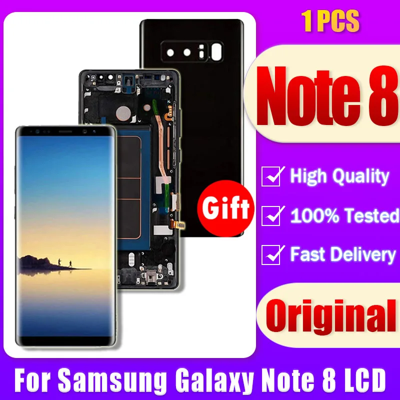 Pantalla LCD Original para Samsung Galaxy Note 8, con Marco, N950F, N950U, N9500, N950N, piezas ...
