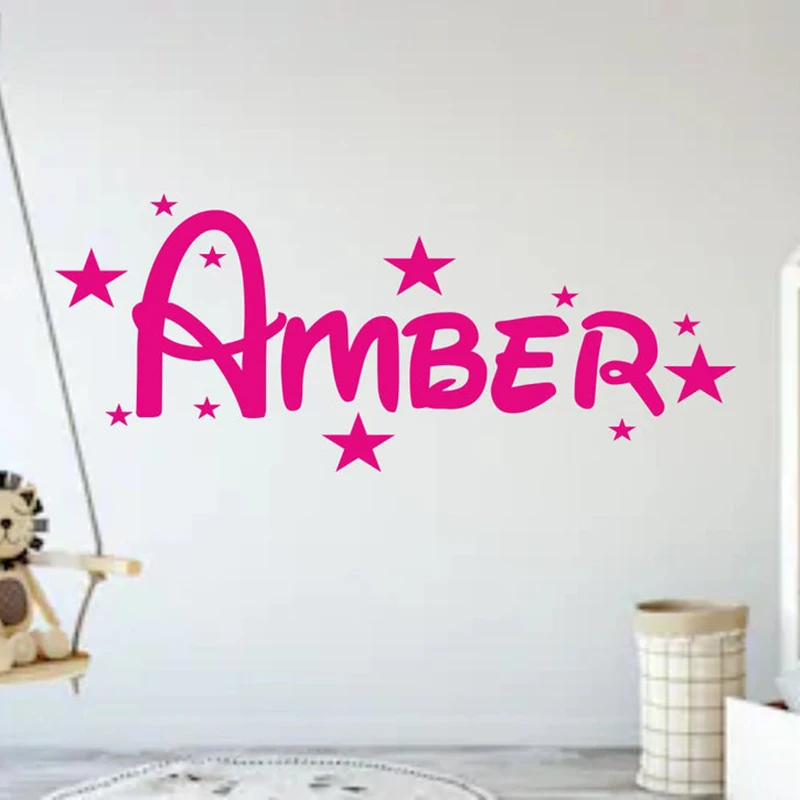 Personalised Name Wall Sticker Stars Decal Door Boys Girls Childrens ...
